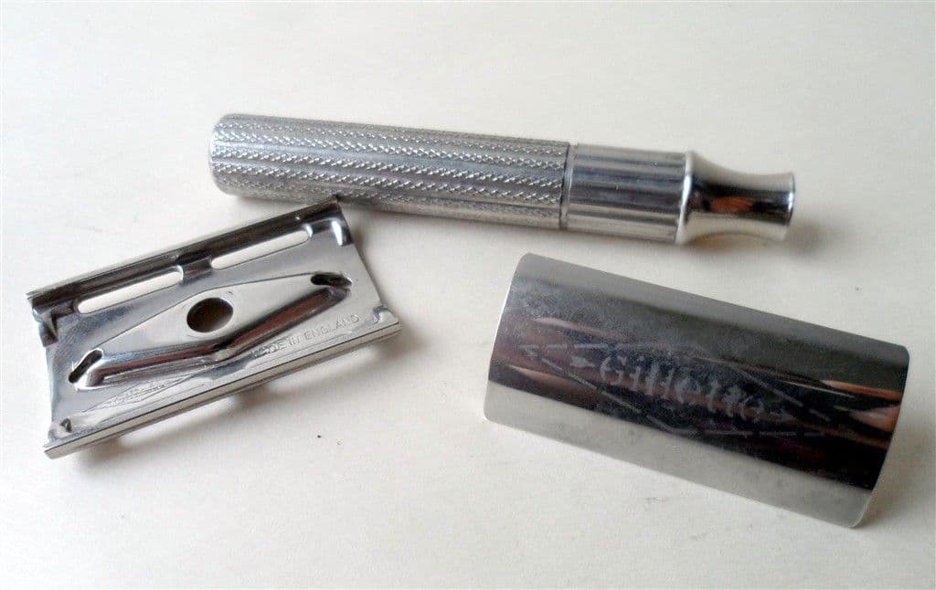 Vintage Shaving Gillette 3 Piece Fat Handle Tech Safety Razor Made in ...