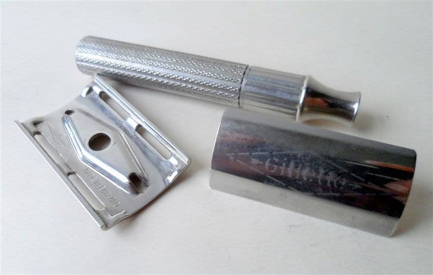 Vintage Shaving Gillette 3 Piece Fat Handle Tech Safety Razor Made in ...