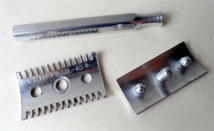 Vintage Shaving W J Myatt 3 Piece Chrome Open Comb Military Safety ...