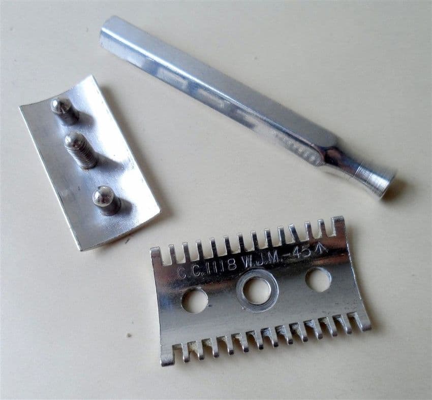 Vintage Shaving W J Myatt 3 Piece Chrome Open Comb Military Safety ...