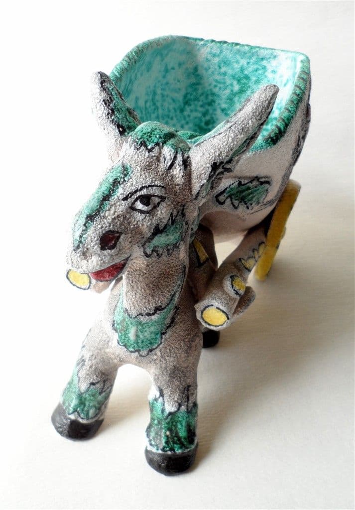 Vintage Signed Handmade Mid Century Italian Art Pottery Large Donkey ...