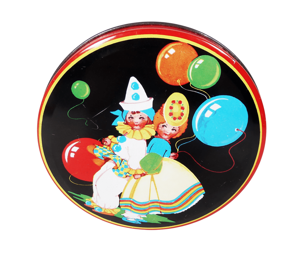 Vintage Toffee Sweet Tin Circus Pierrot Clown Balloons Circa 1950s Thornes