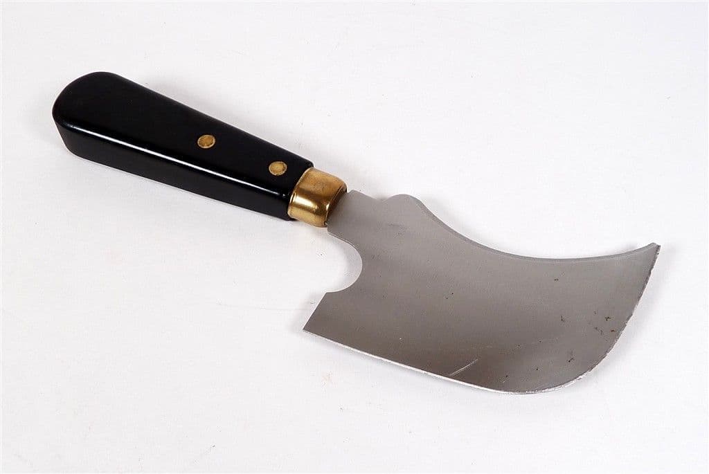 Vintage Tool Quarter Moon Knife Brass Ferrule Acrylic Handle Leather ...