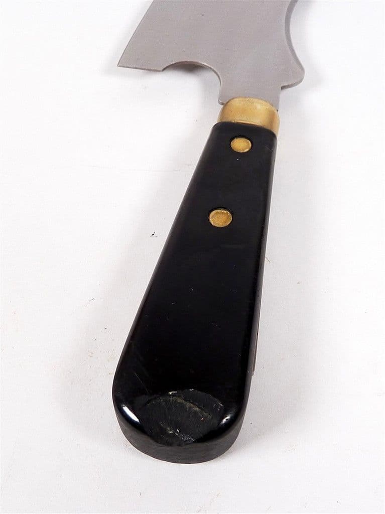 Vintage Tool Quarter Moon Knife Brass Ferrule Acrylic Handle Leather ...
