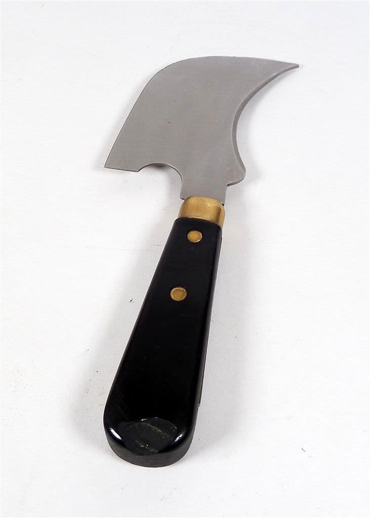 Vintage Tool Quarter Moon Knife Brass Ferrule Acrylic Handle Leather ...