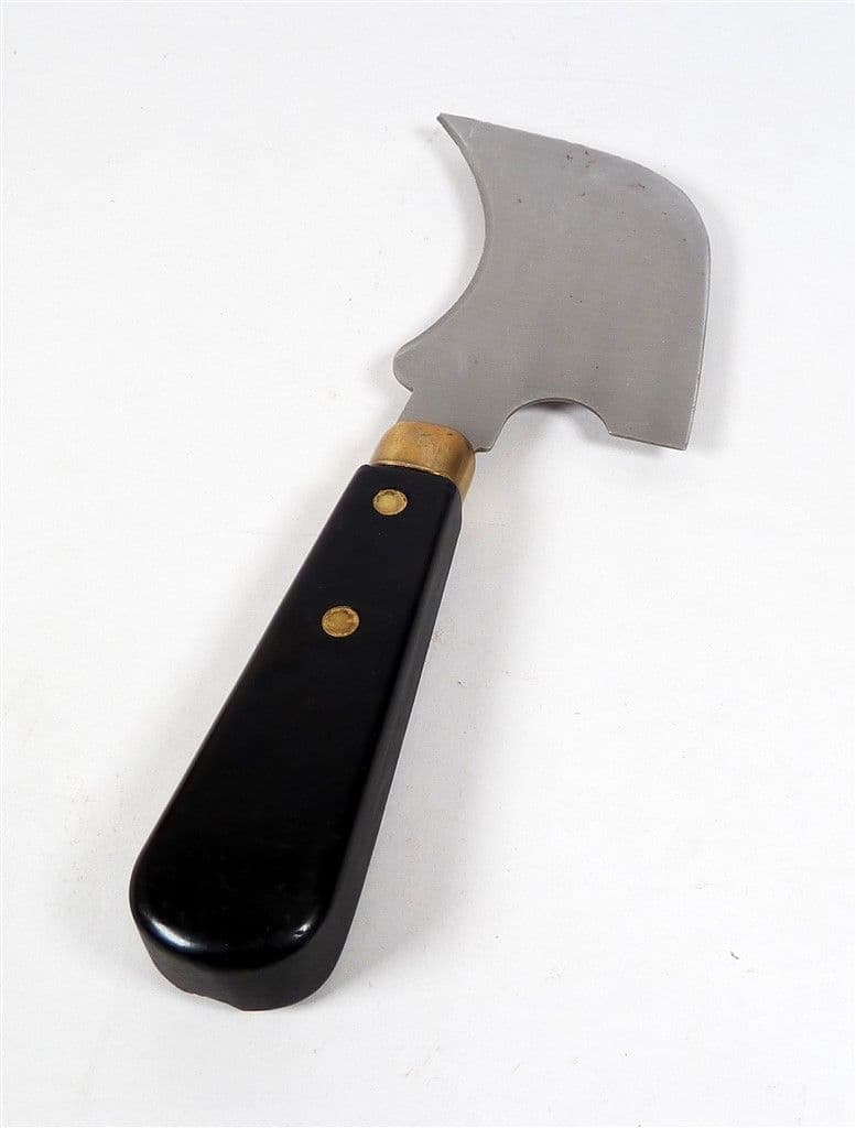 Vintage Tool Quarter Moon Knife Brass Ferrule Acrylic Handle Leather ...