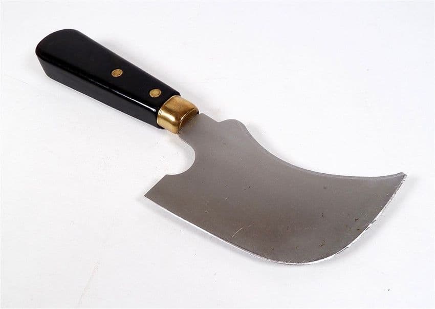 Vintage Tool Quarter Moon Knife Brass Ferrule Acrylic Handle Leather ...