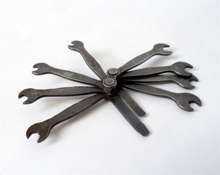 Vintage Tool Rowen No 409 8 Leaved Magneto Spanner Set Feeler Gauge ...