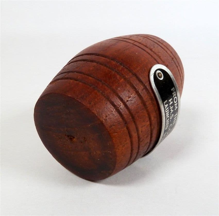 Vintage Treen HMS Wellesley 1815 Cornwall Teak Match Vesta Barrel 1950s ...
