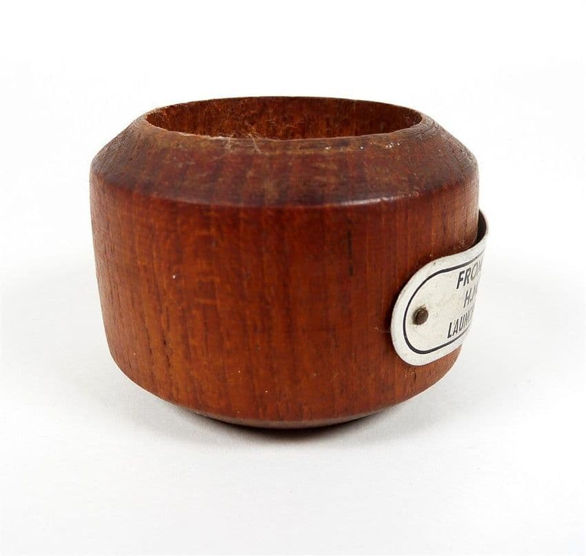 Vintage Treen HMS Worcester Teak Napkin Ring Nautical Marine WW1 WW2 Royal Navy Sovereign