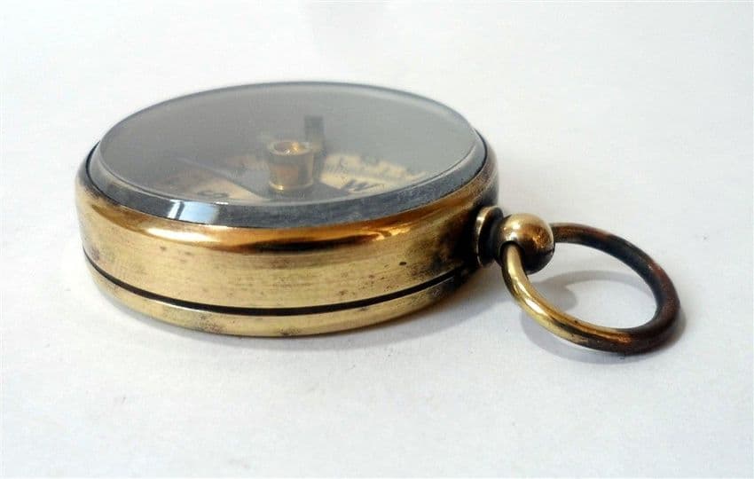 Vintage West German Brass Watch Fob Compass Albert Chain Needle Lock ...