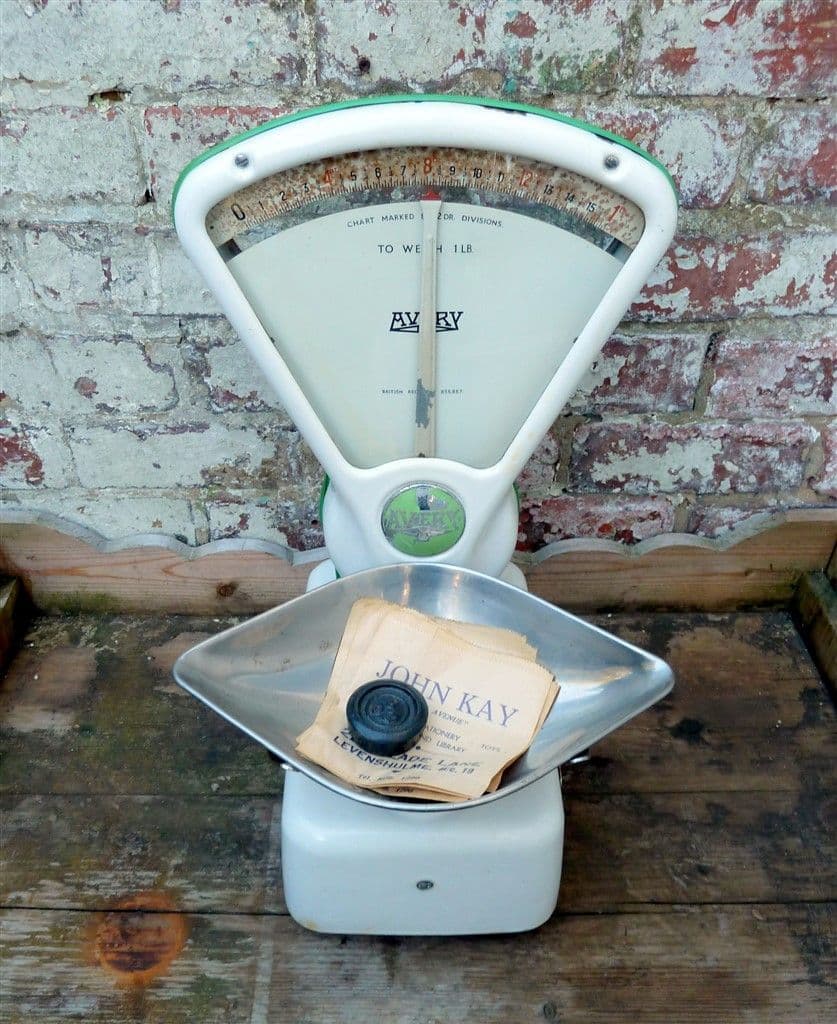 Vintage White Enamel Avery England Sweet Shop Weighing Scales To Weigh ...