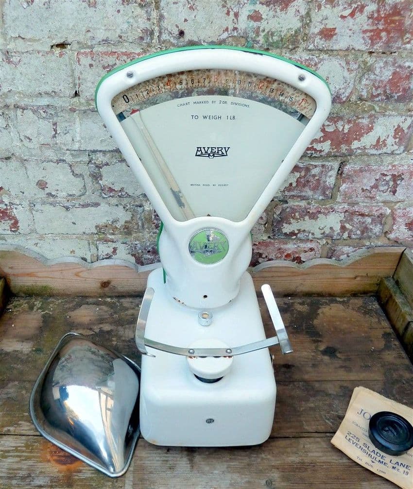 Vintage White Enamel Avery England Sweet Shop Weighing Scales To Weigh ...