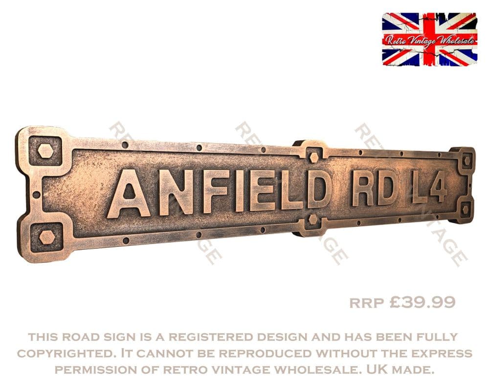 Anfield Rd L4 Industrial Metal Effect Road Sign