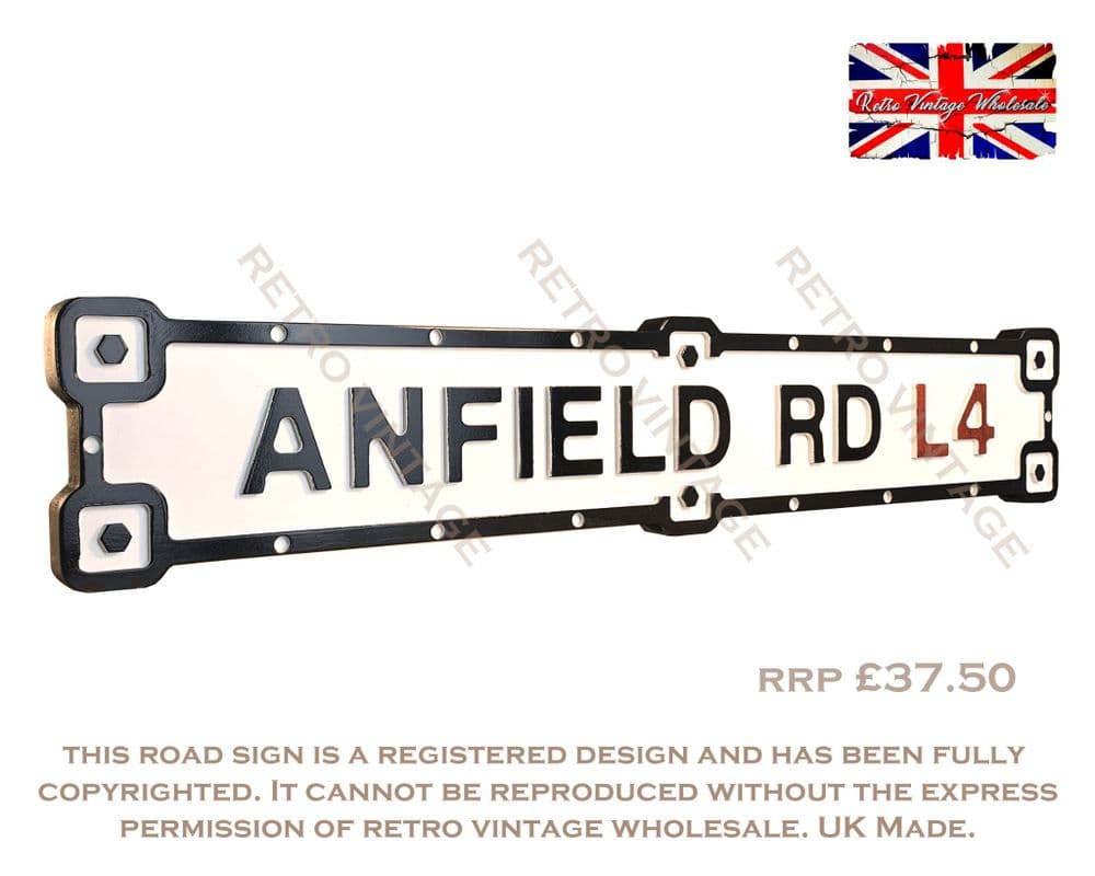 Anfield Rd L4 Industrial White Road Sign