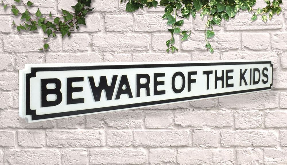 Beware Of The Kids New Shape Clean White