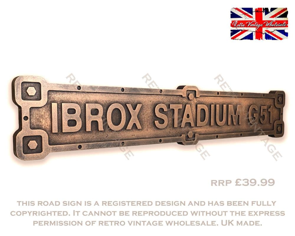 Ibrox Stadium G51 Industrial Bronze Road Sign