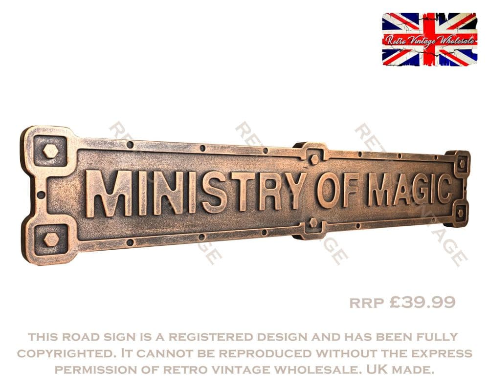 Ministry Of Magic Industrial Metal Effect Road Sign