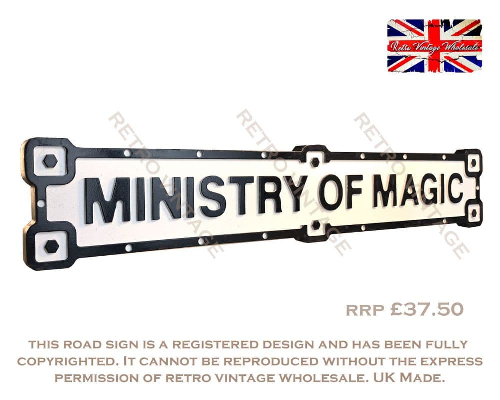 Ministry Of Magic Industrial White Road Sign