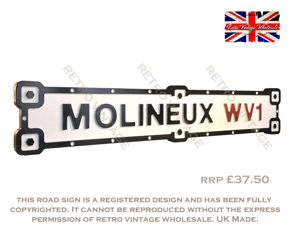 Molineux WV1 Industrial White Road Sign