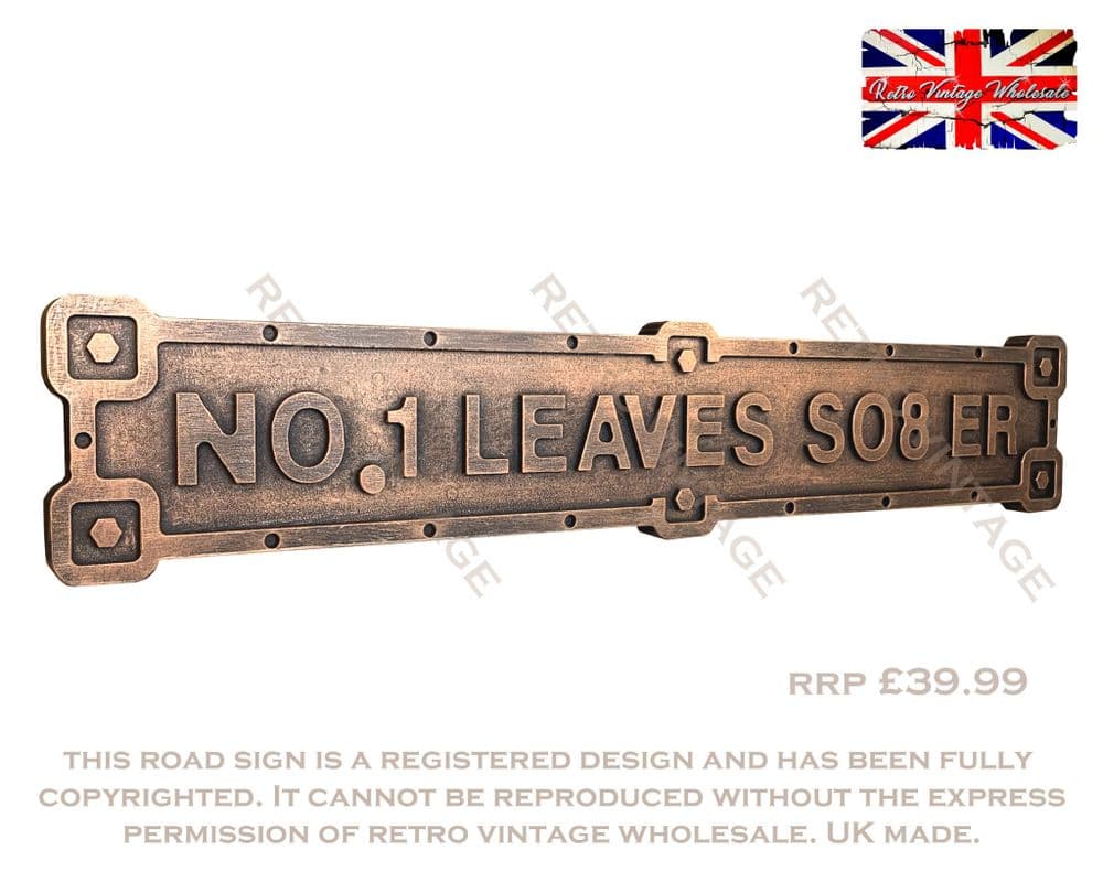 No 1 Leaves Sober Industrial Metal Effect Road Sign