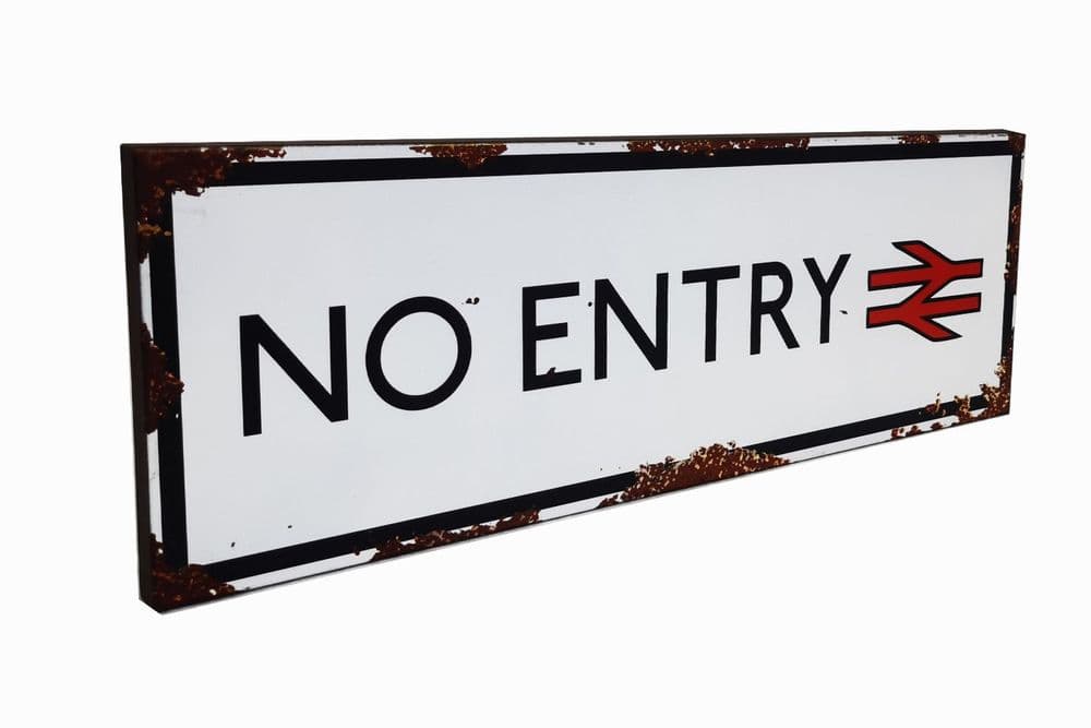 No Entry Real Rusty Metal Sign 58cm x 20cm