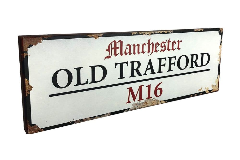 Old Trafford Real Rusty Metal Sign 58cm x 20cm