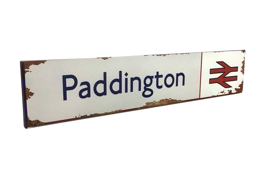 Paddington Real Rusty Metal Sign 78cm x 15cm