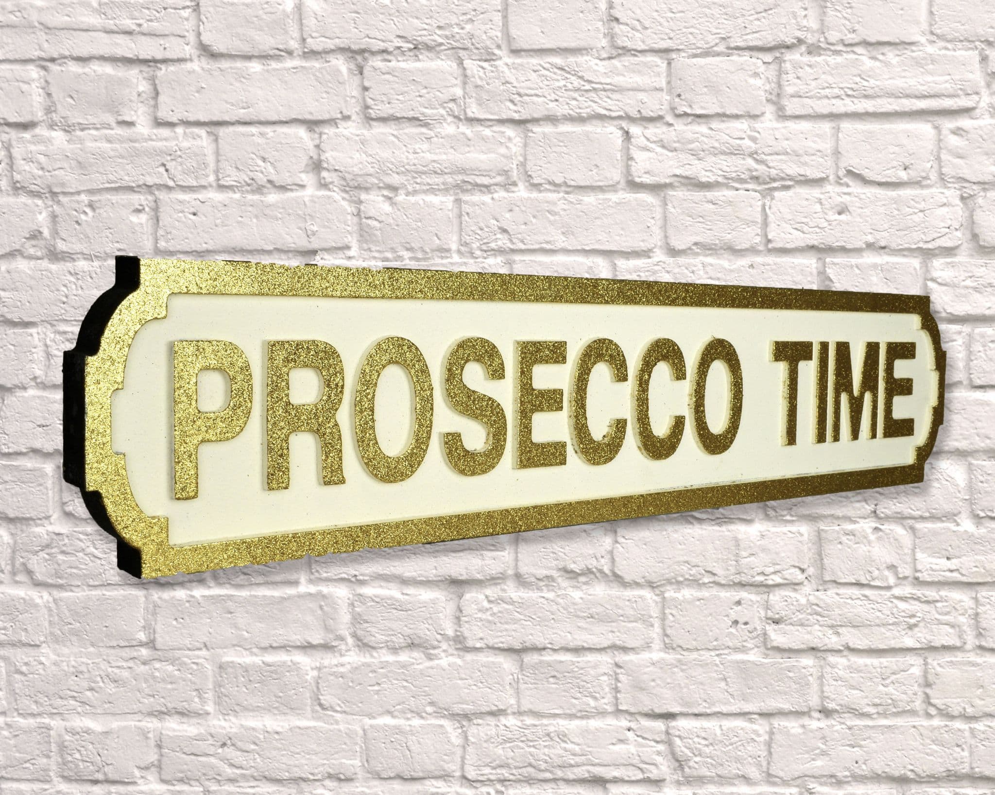 Prosecco Time White & Gold Glitter