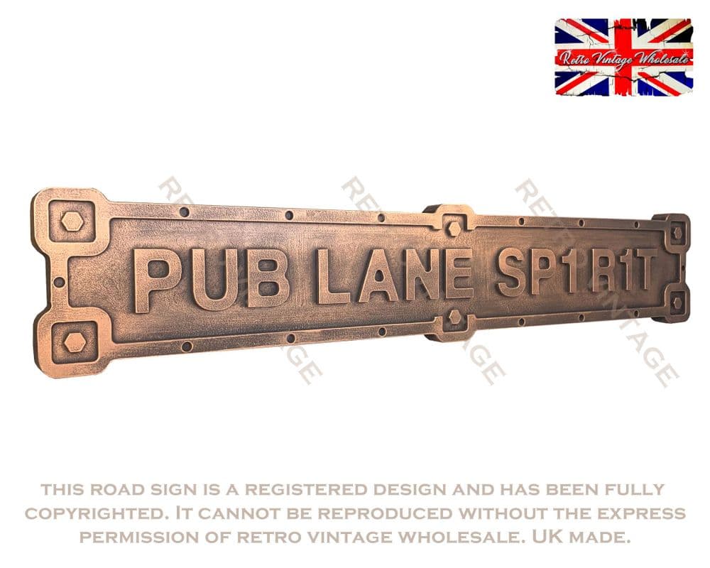 Pub Lane SP1R1T Industrial Metal Effect Road Sign