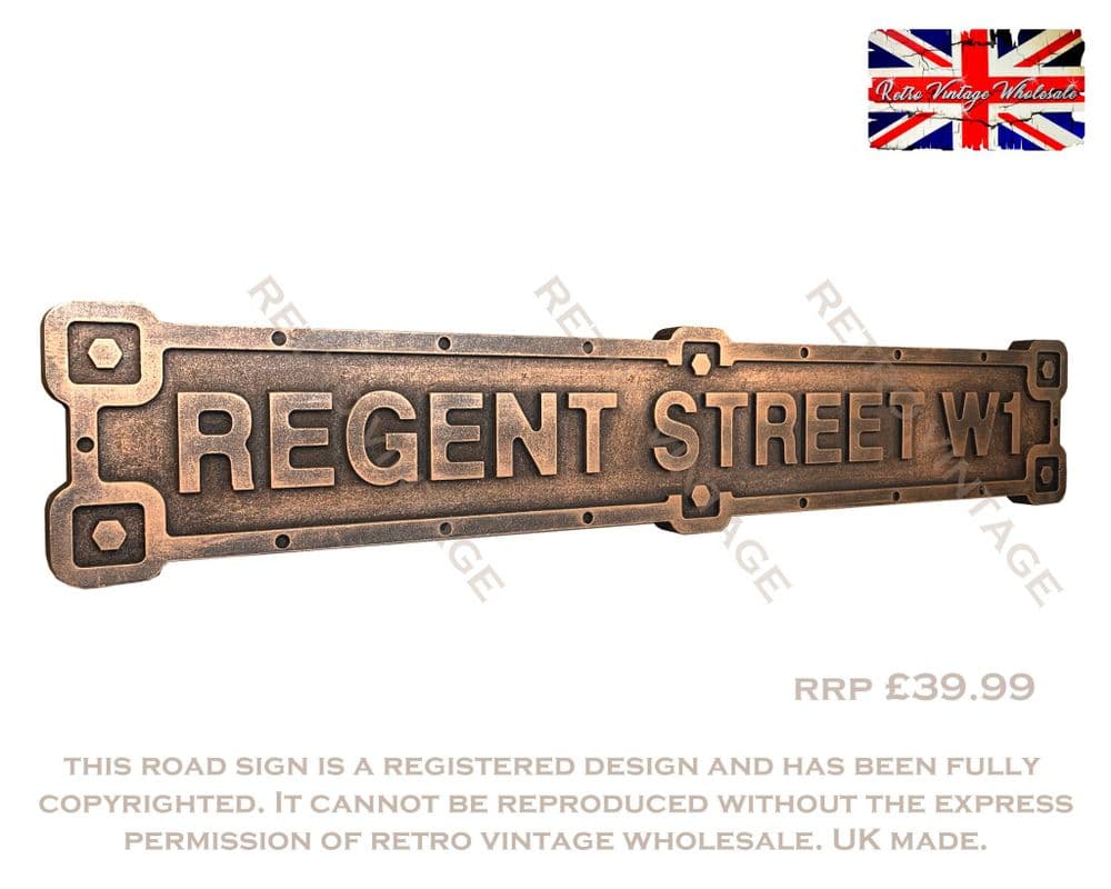 Regent St W1 Industrial Metal Effect Road Sign