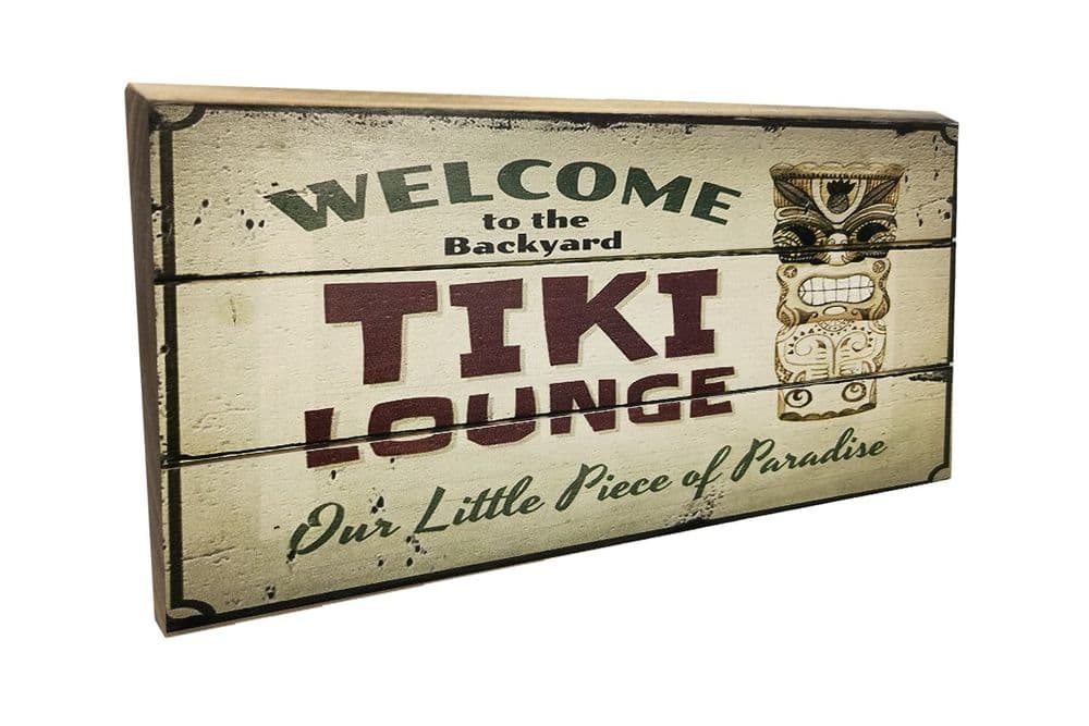 Tiki Aged Wooden Sign 40cm x20cm