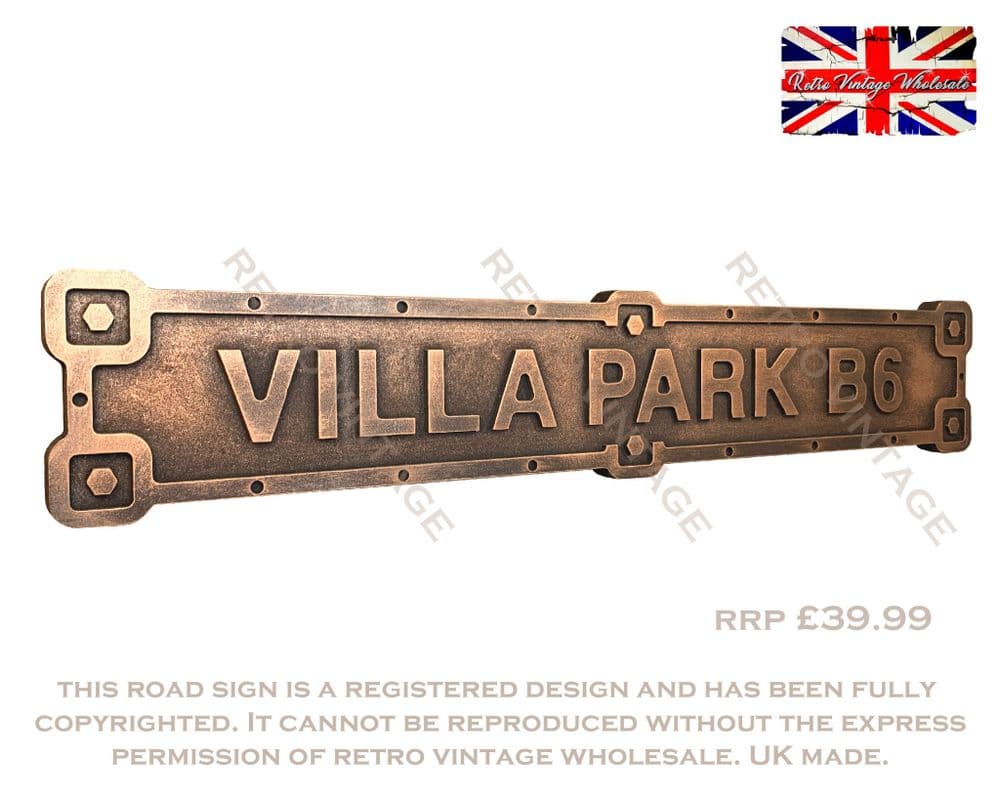Villa Park B6 Industrial Metal Effect Road Sign