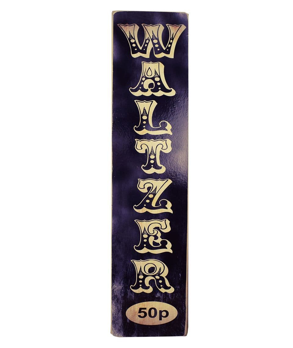 Waltzer Black Aged Wooden Sign 80cm x14cm