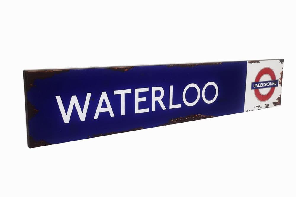 Waterloo Real Rusty Metal Sign 78cm x 15cm