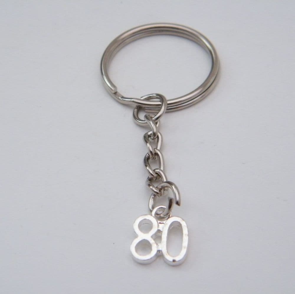 80th Birthday Keyring - Charm Style