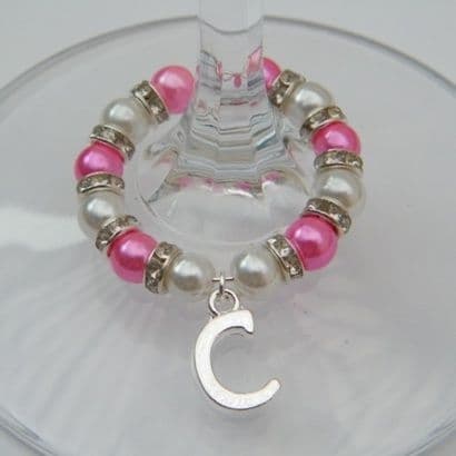 Initial Alphabet Letter Wine Glass Charm - Full Sparkle Style