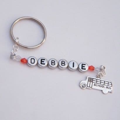 School Bus Personalised Keyring