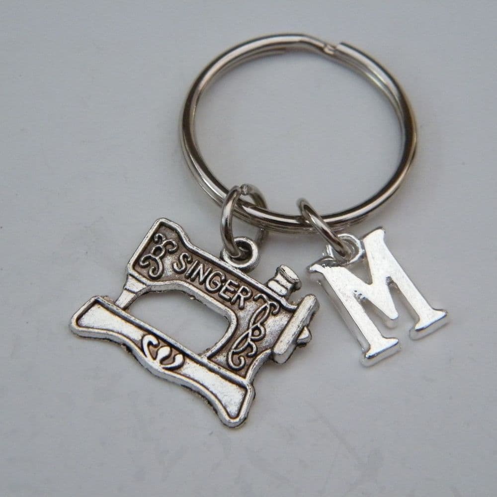 Singer Sewing Machine Keyring - Initial Charm Style