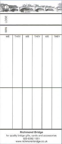 50 Rubber Bridge Score Cards
