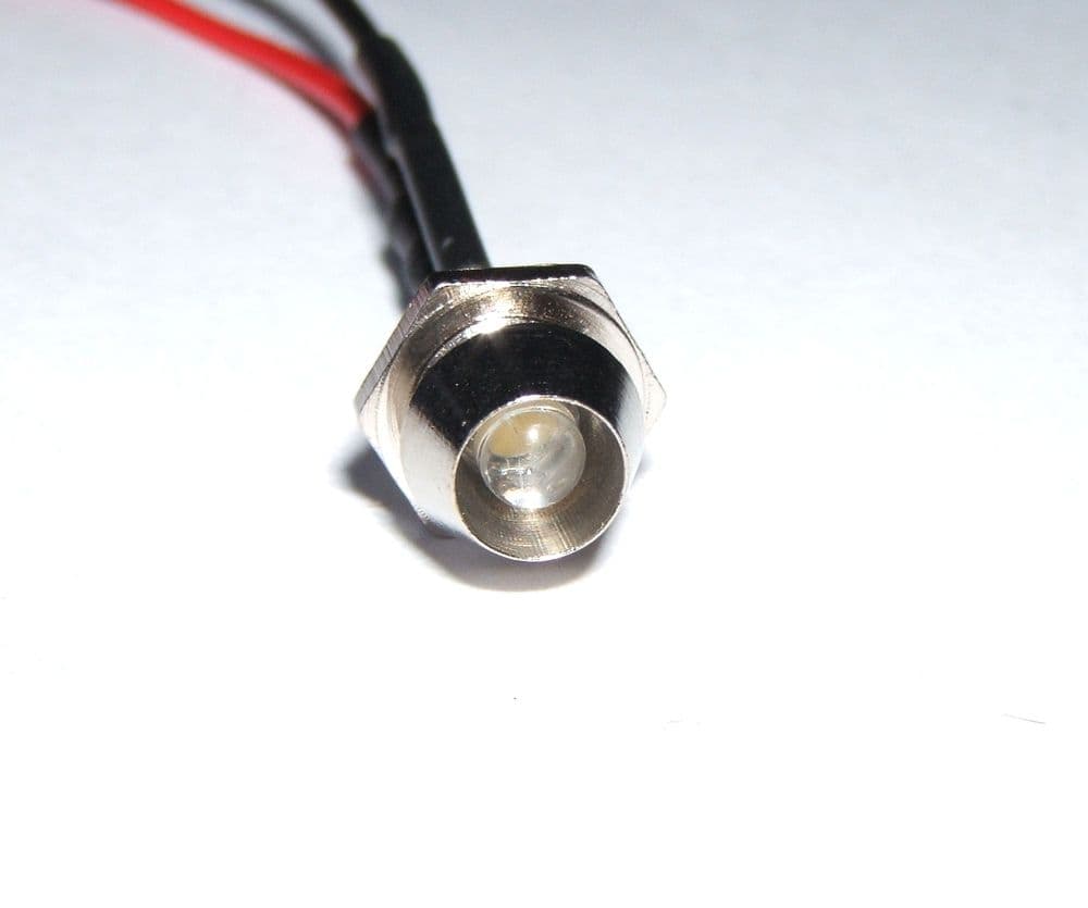 Pre Wired LEDs 3mm Clear with Metal Holder 5V-12V Various Colours