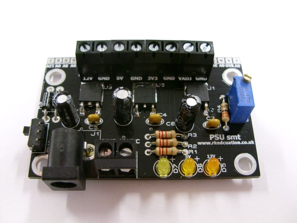 Quad Output SMT PSU with LD1117 V33 7805 and LM317 Self Build Kit