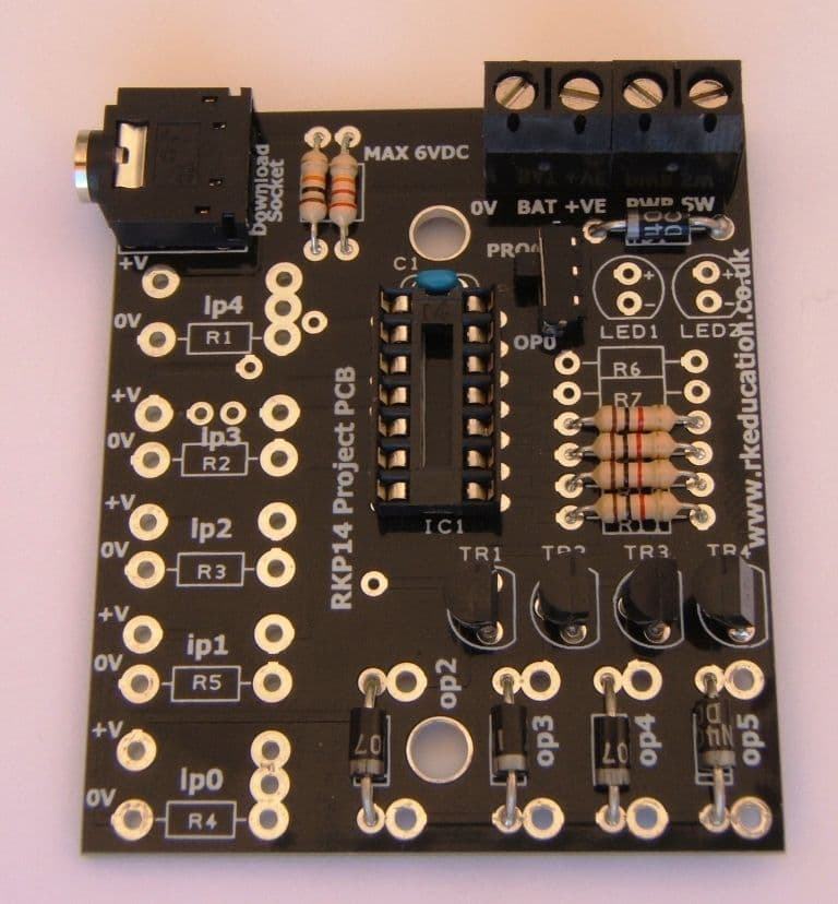RKP14 Project PCB with 4x BC182L outputs for PIC PICAXE and Genie Self ...