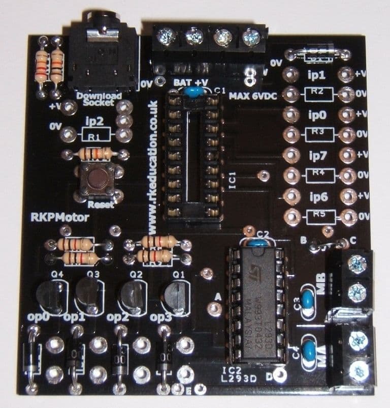 RKP18Motor Project PCB with L293D for 18 pin PIC PICAXE and Genie Self ...