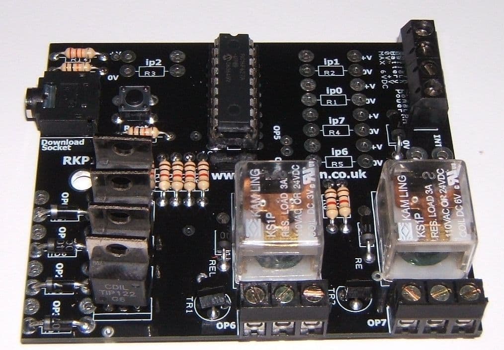 RKP18Relay Project PCB for 18 pin PIC PICAXE and Genie Self Build Kit