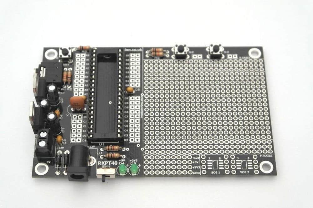 RKPT40 Prototype Project PCB for 40 pin PIC PICAXE and Genie Self Build Kit