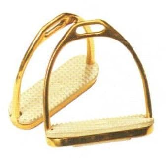 Golden stirrup with rubber tread