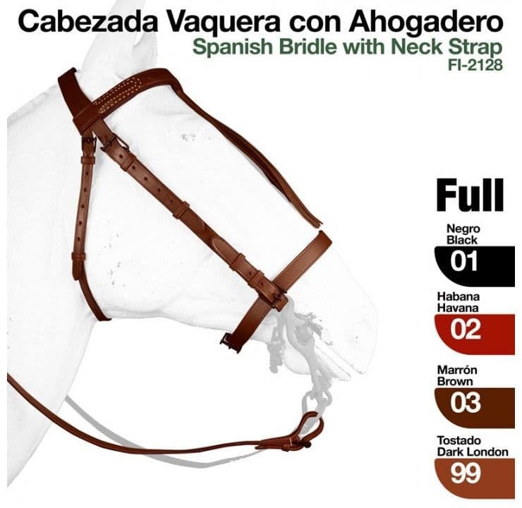 Basic vaquera bridle with throat lash