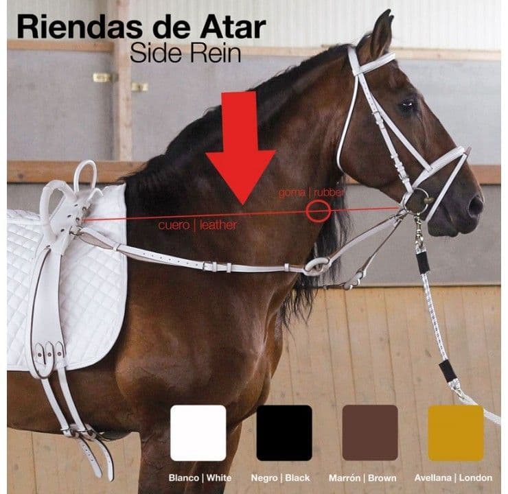Leather side rein with rubber ring