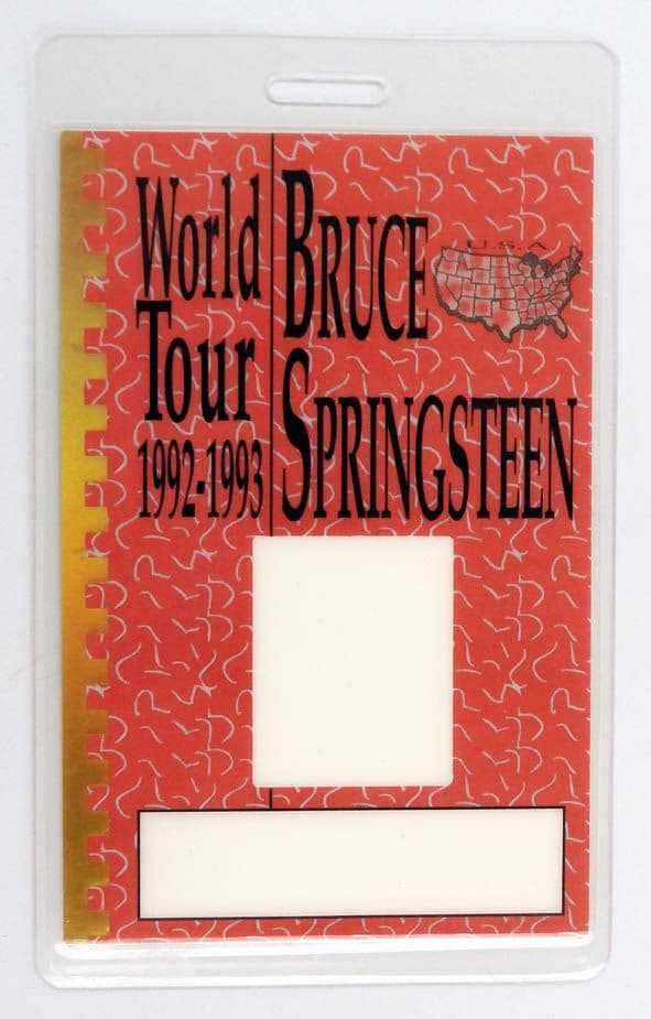 Bruce Springsteen - 1992 - 1993 World Tour Vintage Laminated Backstage Pass